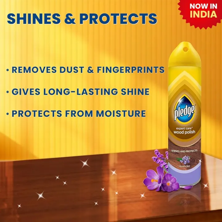 Pledge Wood Lavender Polish | Furniture Cleaner & Dust Remover | High ...