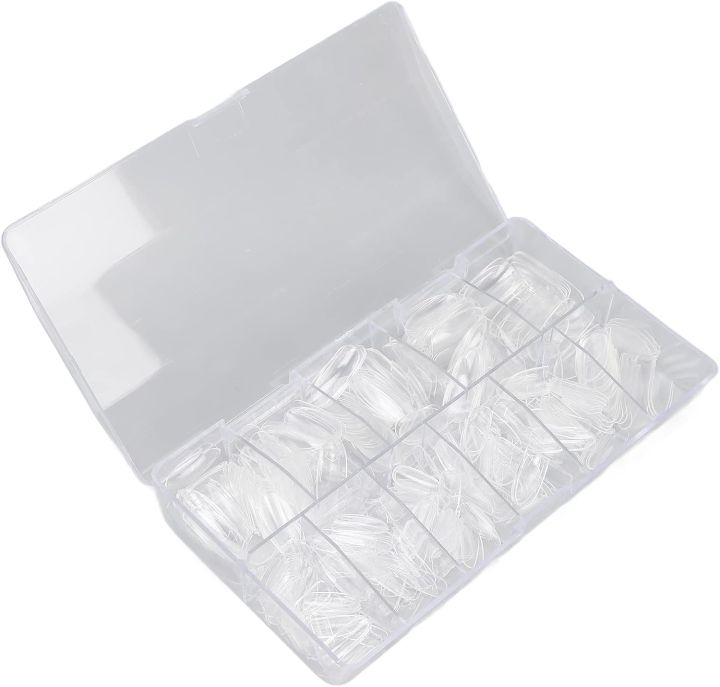 100 Pcs Transparent Nail Tips Set Full Coverage for Nail Extensions Art ...