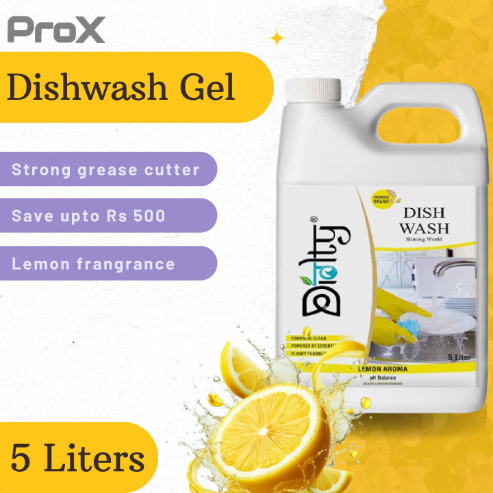 Prox - Lemon Max Dishwash Liquid 5 Liter - Lemon Fragrance ...