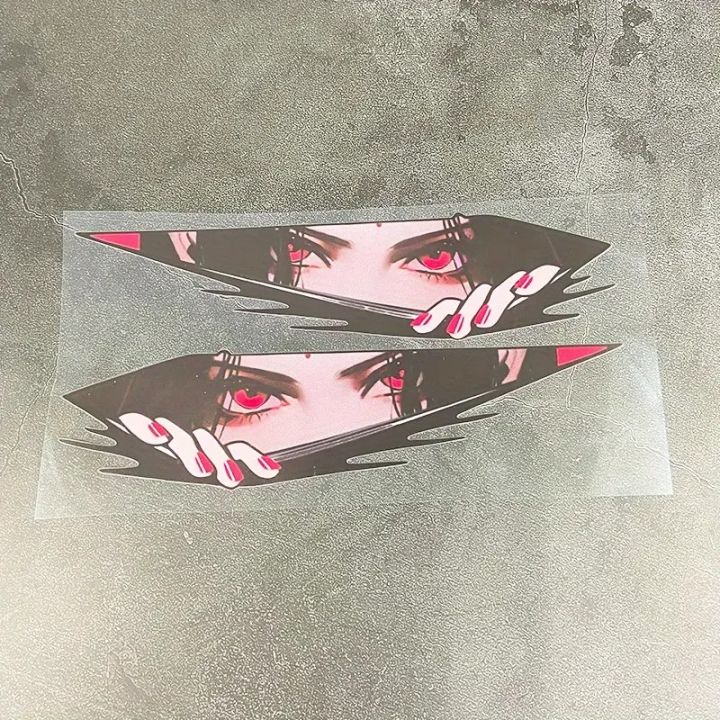 2D Flat Stickers 2pcs/1 Pair JDM Girl Eyes Anime Theme Motorcycle ...
