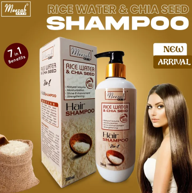 Meezab Arts rice water & chia seed organic rice hair shampoo 300ml ...