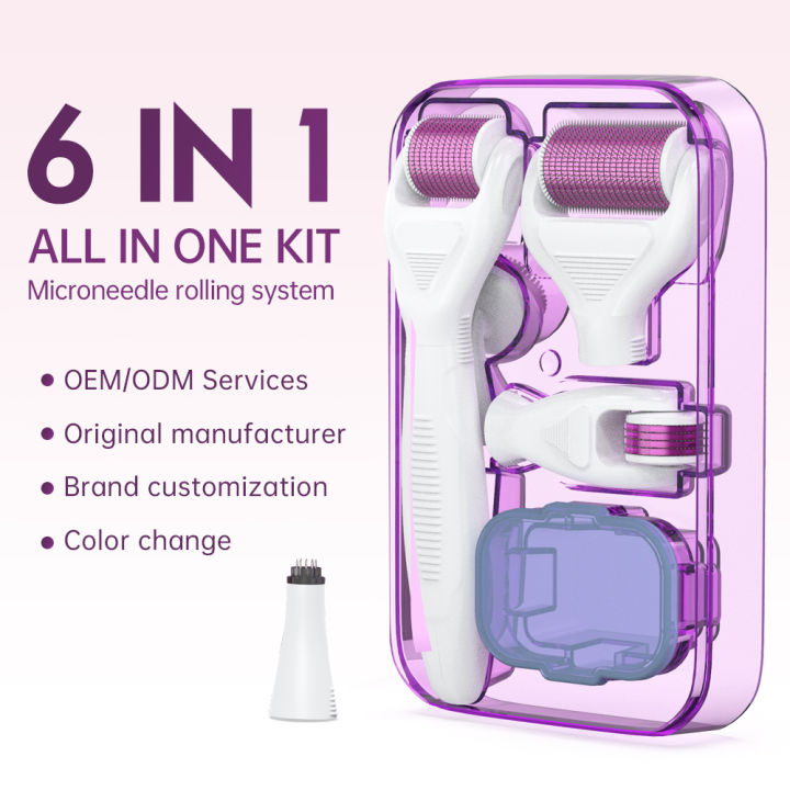 Derma Roller Kit DRS 6 in 1 Skin Care & Tool Facial Roller Micro ...