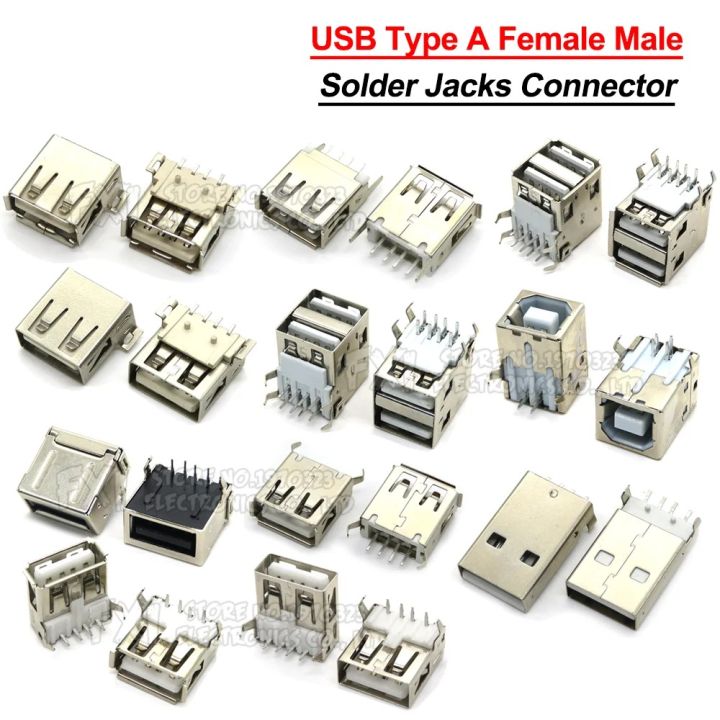5PCS USB Type A Standard Port Female Male Solder Jacks Connector PCB ...