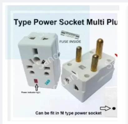 15AMP Multi Plug Adapter with Fuse for Power Plug | M Type Power Socket ...