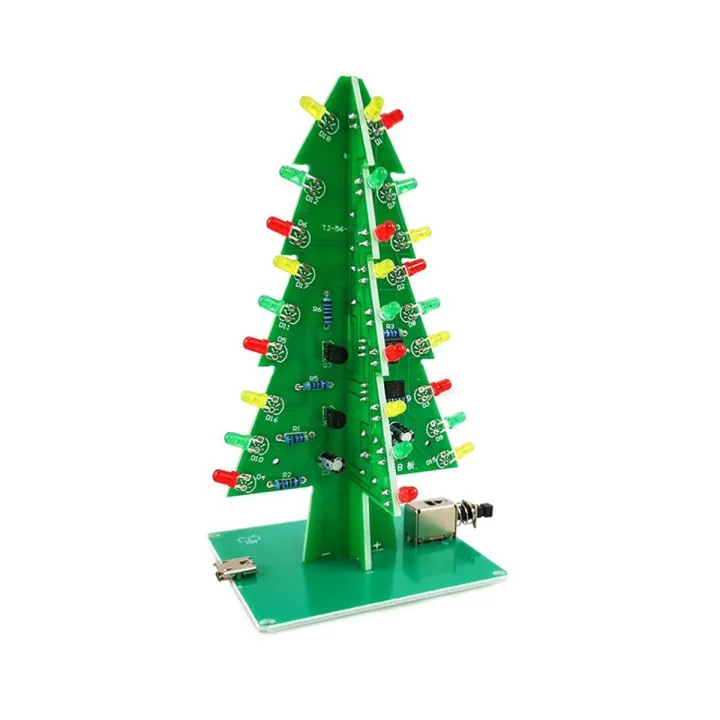 Three-Dimensional 3D Christmas Tree LED DIY Kit Red/Green/Yellow LED ...