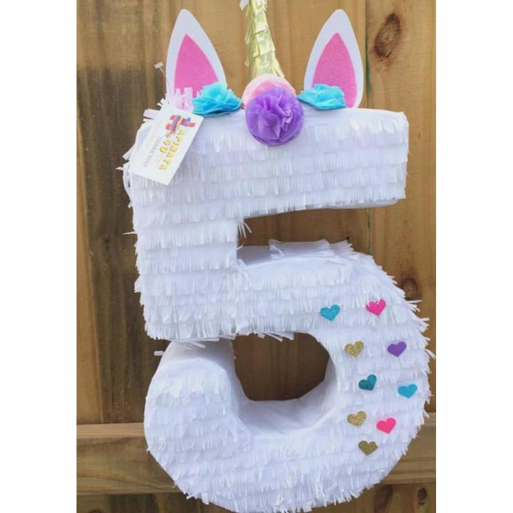 Unicorn theme Number shape empty pinata for kids/ children birthday ...