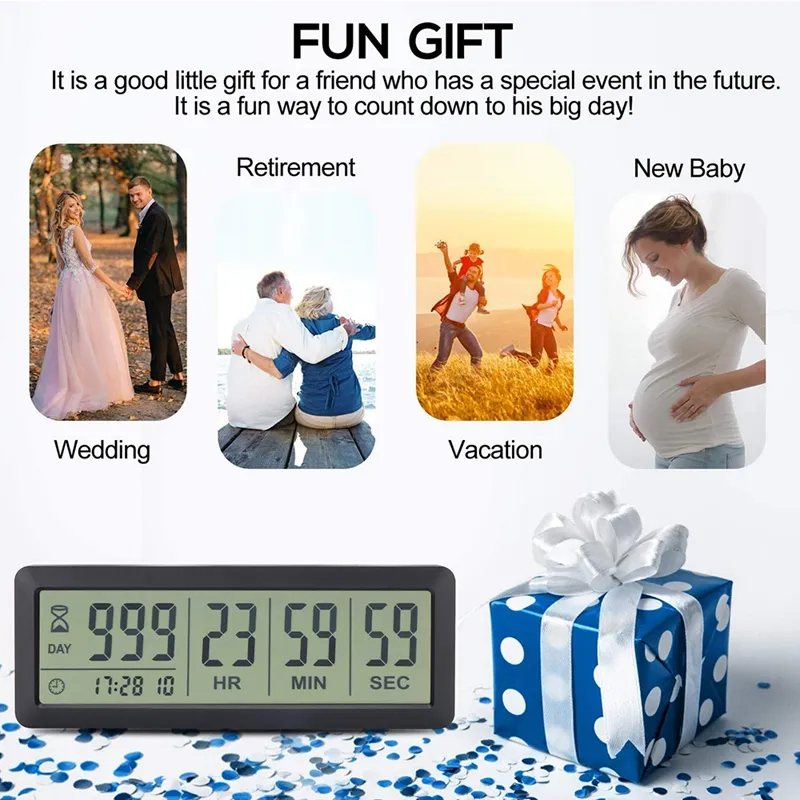 Large Countdown Clock Modern 16" Large Digital Wall Clock With Remote