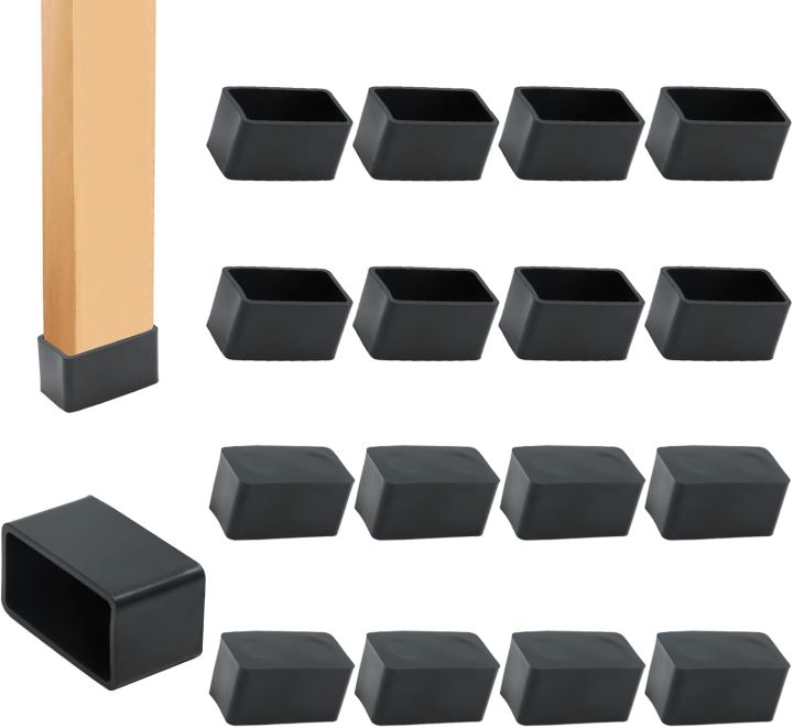 12PCS PVC Rectangle Rubber Chair Leg Tips Caps, (25mm x 38mm )(48mm x ...