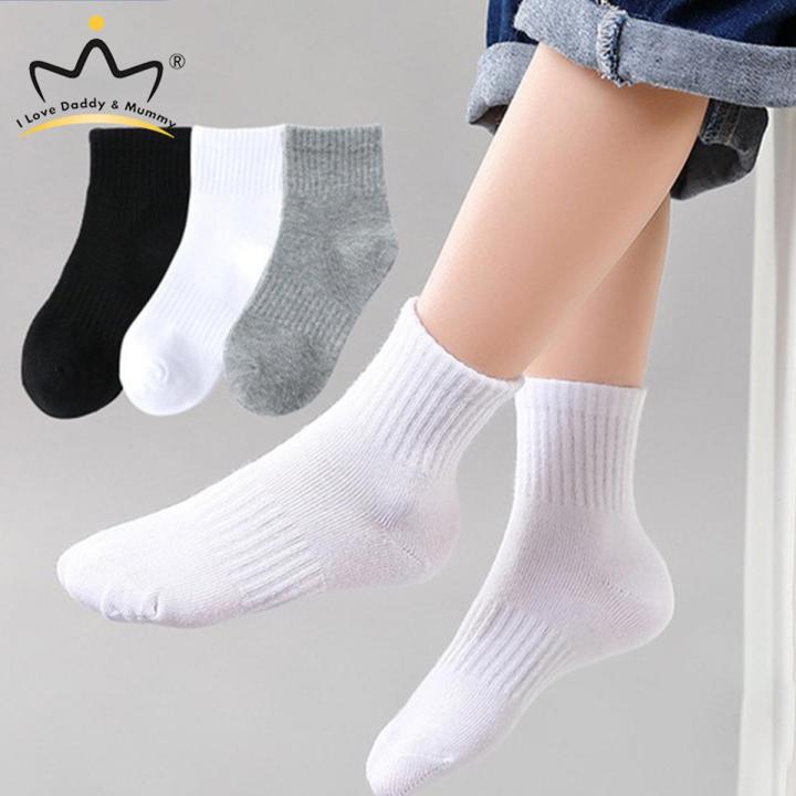 I LOVE DADDY&MUMMY-Baby Socks Black White Summer Simple Calf Socks Pure ...