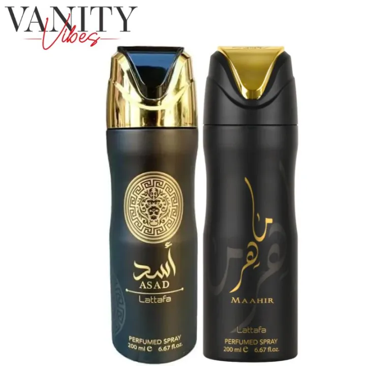 Asad Deodorant Spray 200ml + Maahir Deodorant Spray 200ml By Lattafa ...