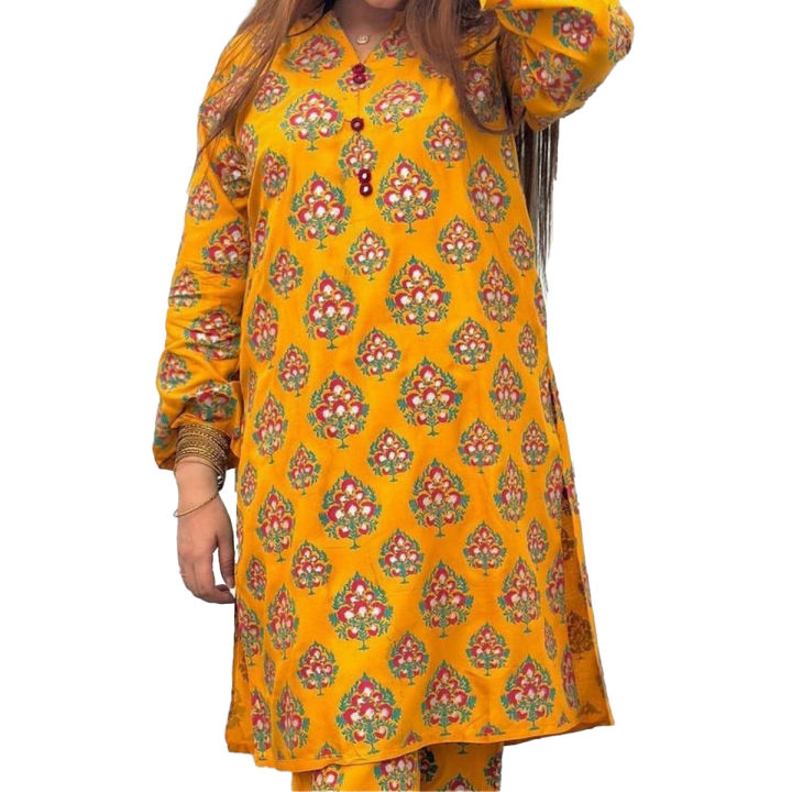 Stylish Collection Stitched Leaf Printed 2pc Dress for Women - Dress For Girls - Dress For Women ...