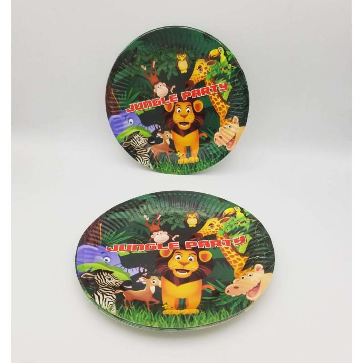 JUNGLE THEME PAPER PLATES PACK OF 10 JUNGLE PARTY PAPER PLATES | Daraz.pk