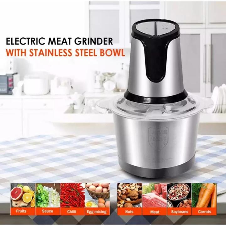 Meat Chopper Grinder Electric Silver Crest - SUS 304 stainless steel Bowel Capacity 3L, Powerful ...