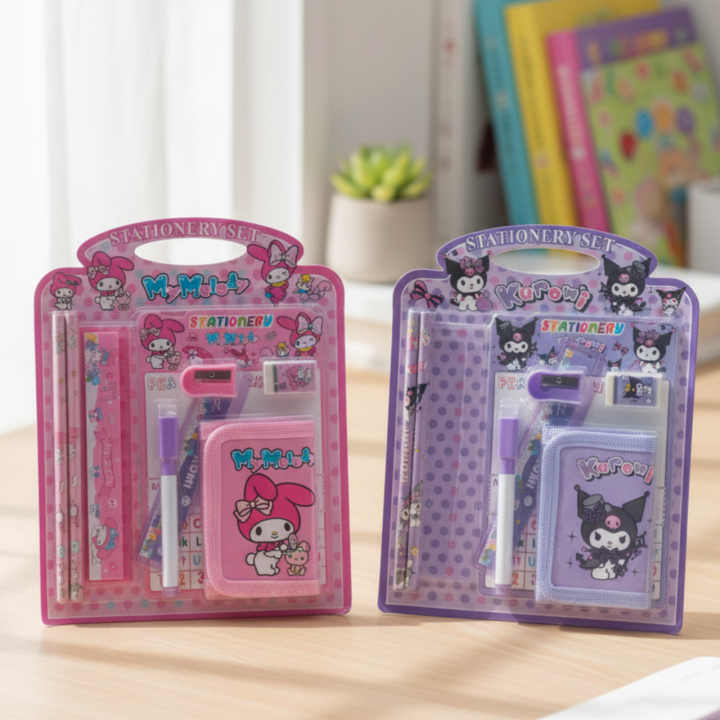 Kuromi and mymelody Stationary Set 2 Pencils scale board marker ...