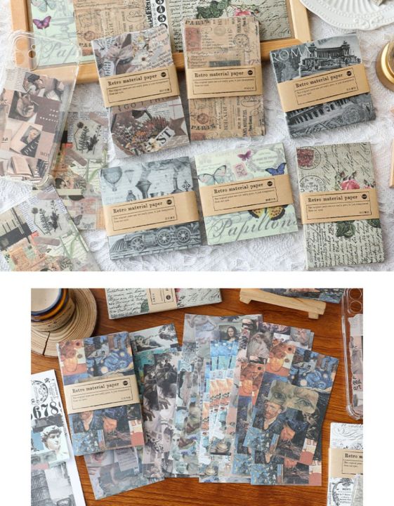 Panda Online 50PCS Golden Years Series Retro Material Paper DIY Album Journal Planner Diary ...