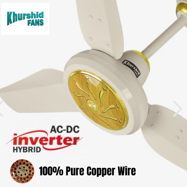 Khurshid Fan AC DC Icon Light Wood Fancy Ceiling Fan - Inverter Hybrid with Remote Control ...
