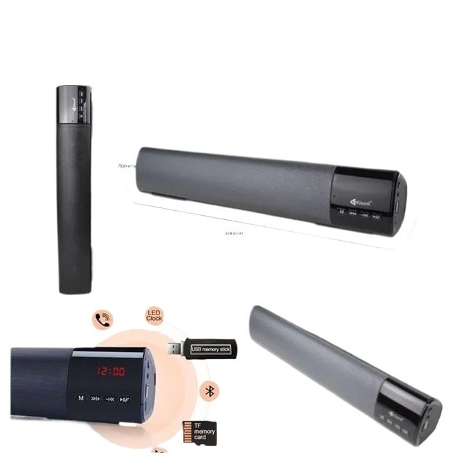 Kisonli LED-800B Bluetooth Wireless Clock Soundbar Speaker with LED Display | FM Radio, TF Card ...