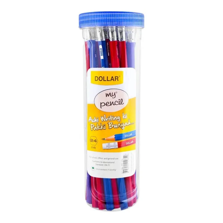 Buy Dollar My Pencil Black Lead Pencil With Eraser HB 2 Assorted Body ...