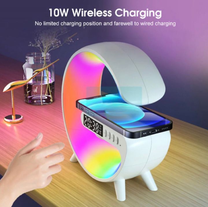 G shape Lamp - G63 bluetooth Speaker-Wireless charger-Digital Alarm ...