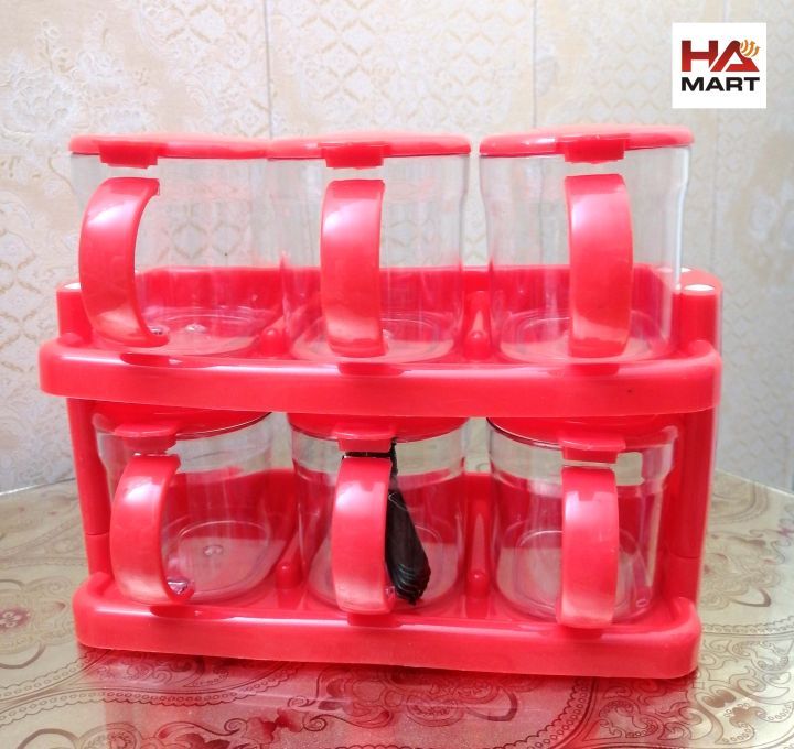 Spice Jars Rack, Masala Jars Box Set (6 Pieces ) Wall Mountable Spice ...