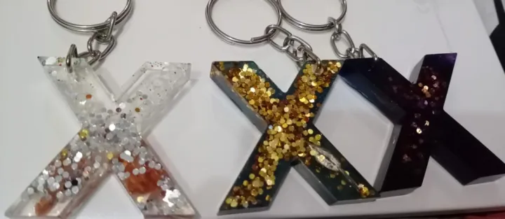 Resin Alphabet Key Chain Transparent and Multi colour Alphabet "X ...