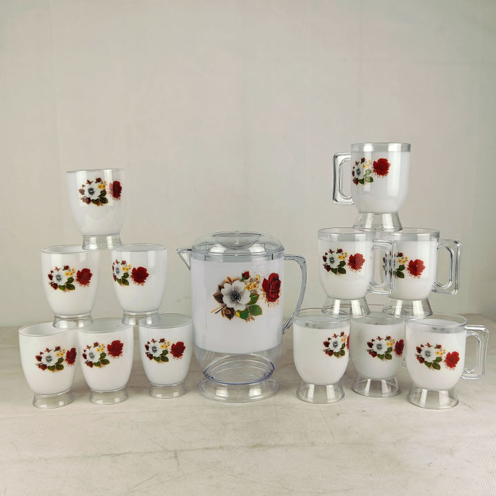 13 Pieces PFI Crystal Water Set Double color water Set Stylish Design ...