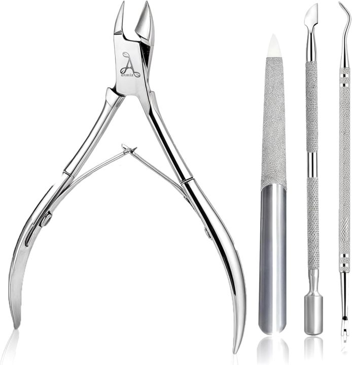 4 Pcs Cuticle Remover Tool Set with Cuticle Pusher and Cuticle Nippers ...