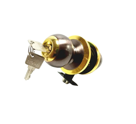 Round Handle Lock with Brass Cylinder and 3 Keys | Daraz.pk