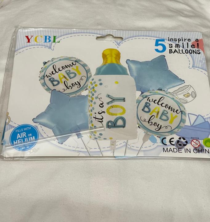 5 pcs helium or air balloons. New Born Baby Boy & Girl Decoration Set ...