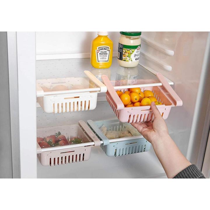 Pack Of 4 Expandable Adjustable Fridge Storage Basket Under Shelf ...
