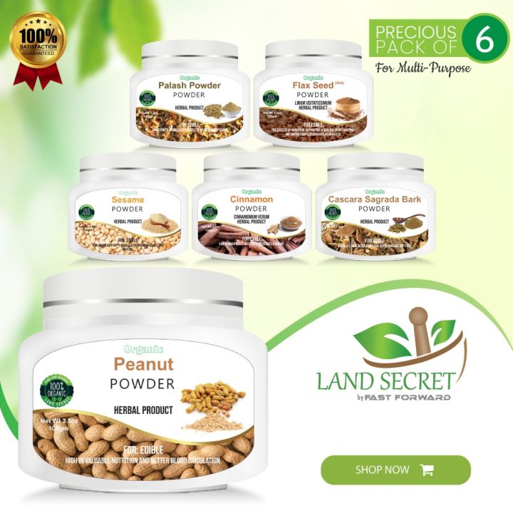Precious Pack of 06 Natural Benefits Herbs Peanut Palash Flax Seed ...