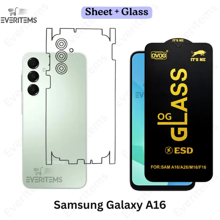 Samsung Galaxy A16 Front OG Tempered Glass + Back Sheet Combo – Full ...