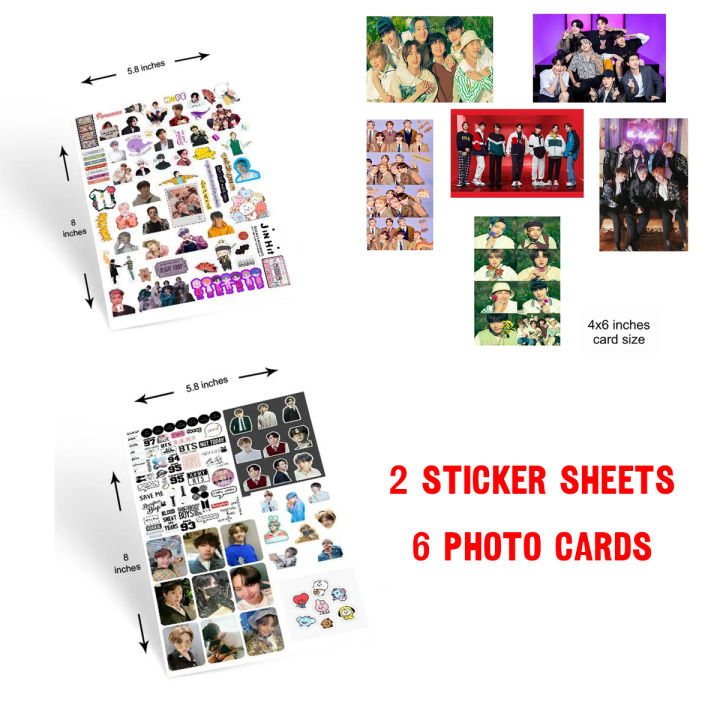 Kpop Bts pack (2 sticker sheets) (6photo cards) | Daraz.pk