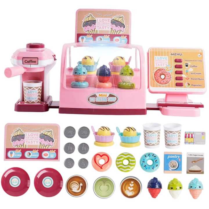 28pcs Electronic Simulation Counter Series Ice Cream shop Toy Role Play ...