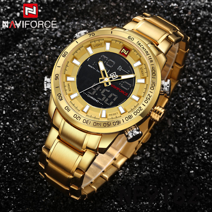 NAVIFORCE Top Brand Quartz Sport Watch For Men Chronograph LED Digital ...