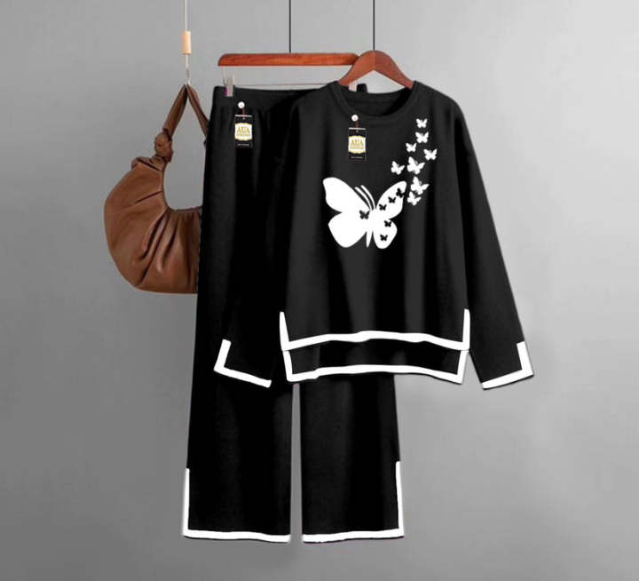 Flying Butterfly Printed Turkish Summer Co-Ord Set for Women - Warm ...