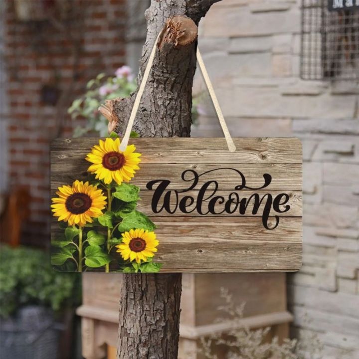Home Hanger Decor Pastoral Style Sunflower Welcome Sign Hanging ...