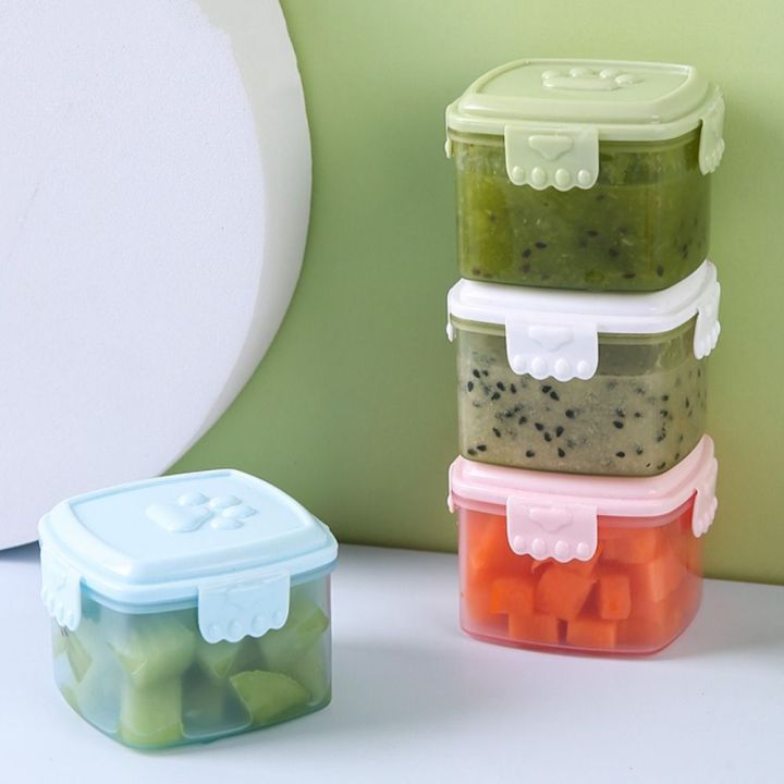 Mini Plastic Sauce Box Round/square Sealed Crisper Box Cat Paw Pattern ...