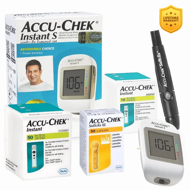 Accu-Chek Instant S Sugar Meter with 10 Free Strips + 50 Extra Strips ...