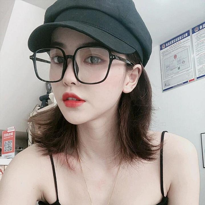 Xiaohongshu ins Korean glasses frame square large frame anti-blue light flat mirror rice nail ...