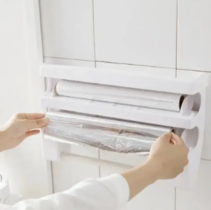 3 in 1 Kitchen Shelves Plastic Triple Paper Dispenser Preservative Film ...