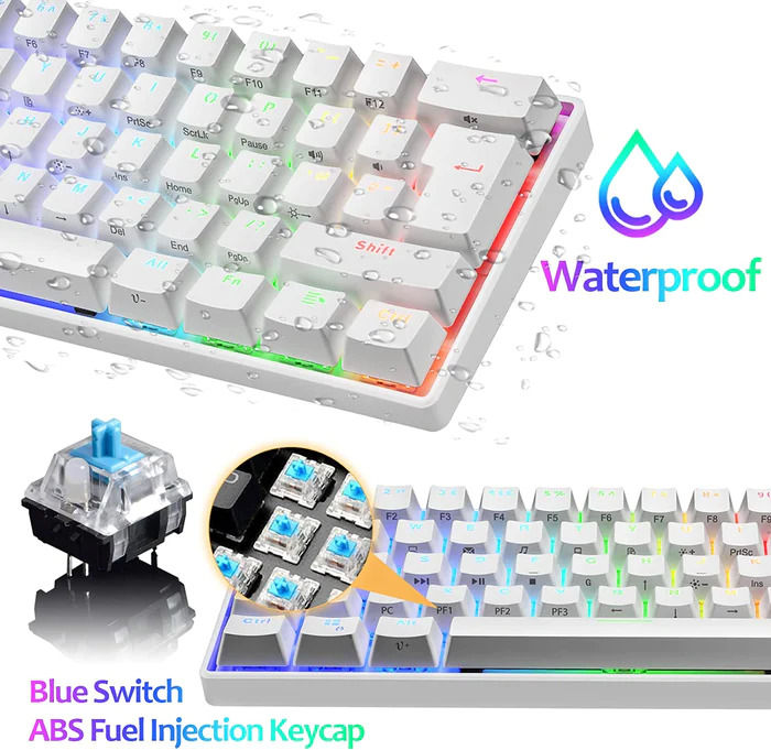 MAGIC-REFINER MK21 RGB Backlit 62 Key Mechanical Gaming Keyboard USB C ...
