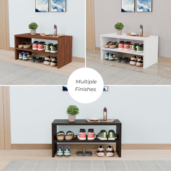 Minimalist 2-Layer Wooden Shoe Rack – Middle Eastern Style, Stackable ...