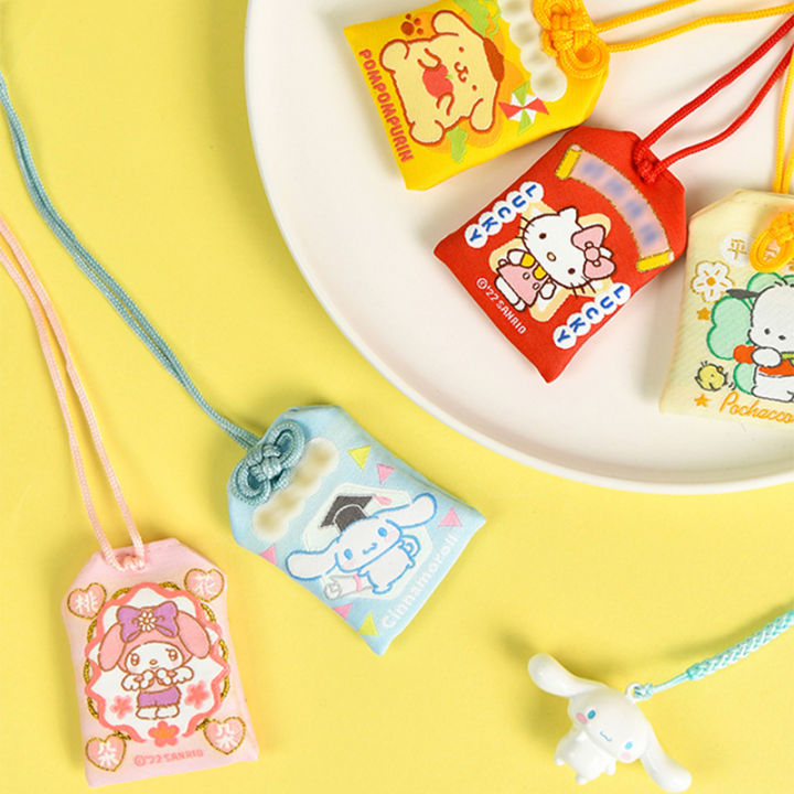 Kawaii Sanrio Omamori Pendant Cute Pompompurin Cinnamoroll Hello Kitty ...