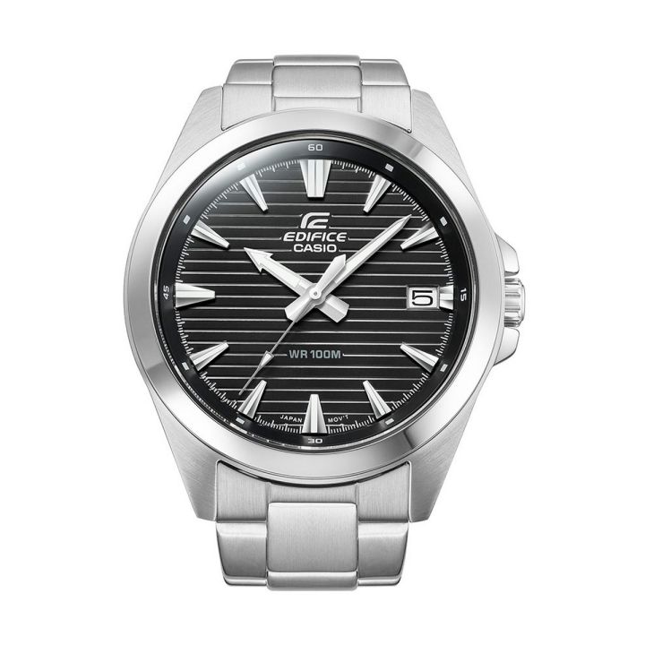 Casio Edifice Mens Steel Black Dial With Date Silver Stainless Steel ...