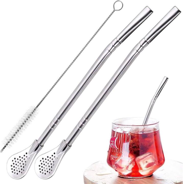 6pcs Stainless Steel Straws with Filtering Spoon for Yerba Mate ...