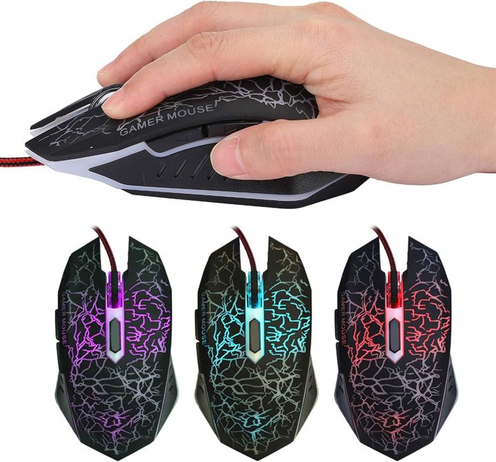 A70 Adjustable DPI Gaming Mouse USB Wired 6 Color Programmable Buttons ...