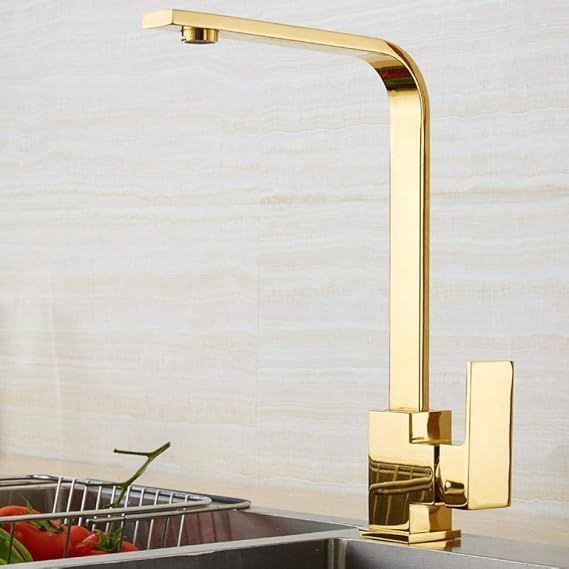 Brushed Square Tap Black Rose Gold Kitchen Sink Tap 360 Degree Rotating ...