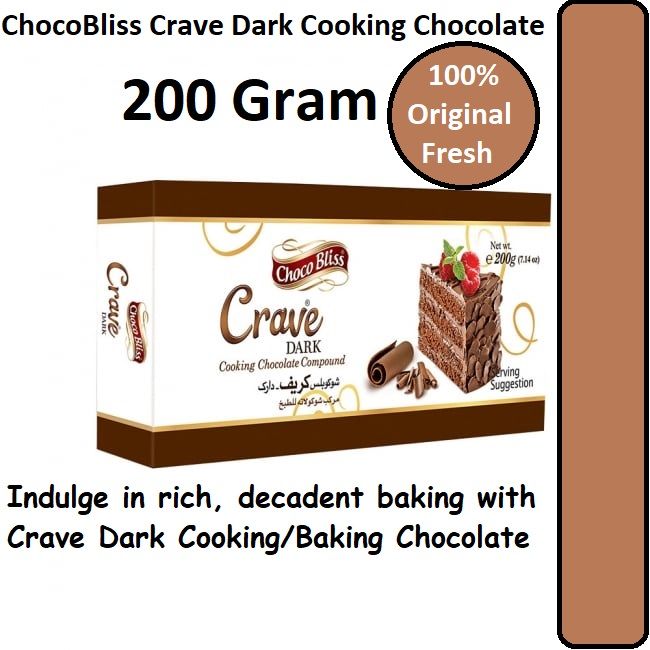 Crave Dark Cooking Chocolate - Baking Chocolate- 200/500gm (Premium ...