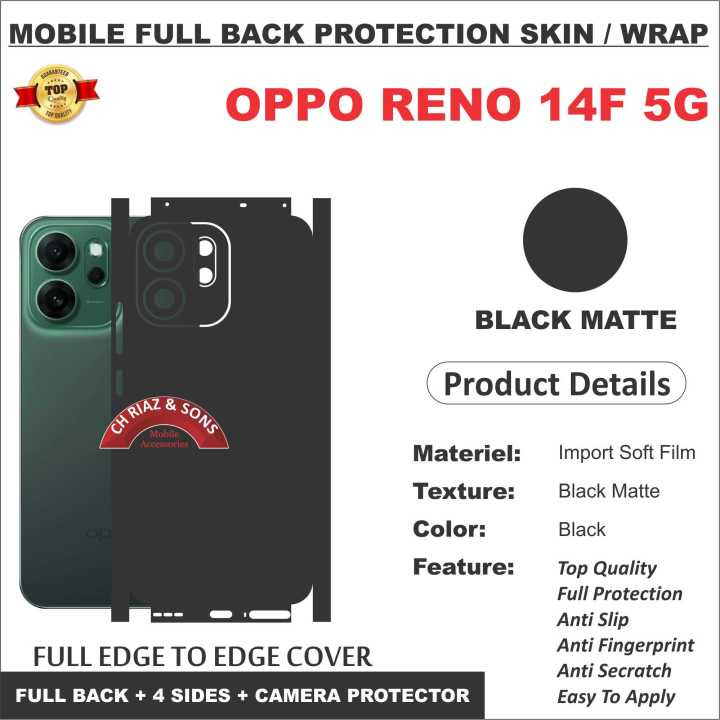 Oppo Reno 14F FULL BACK 360 premium Protection Skin Wrap / Protection ...